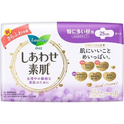 商品説明 新さらふわ体験 生理中の繊細な素肌のために 快適なつけ心地 肌にいいことめいっぱい※2 ふんわりタイプ 肌を考えた、12のこと ・ロリエ独自の 低刺激設計ふわポコ表面シート ・吸引力125％※1 肌ベタつかない ・ドッとでてもすー...