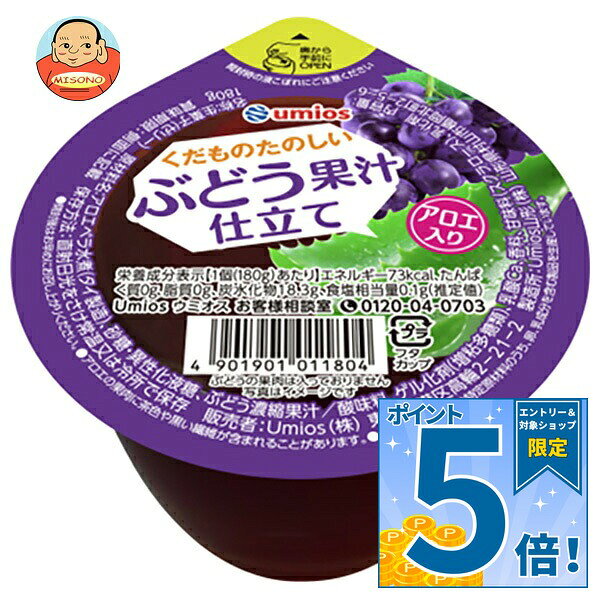 JANコード:4901901011804 原材料 アロエベラ水煮(タイ製造)、砂糖・異性化液糖、ぶどう濃縮果汁/酸味料、ゲル化剤(増粘多糖類)、乳酸Ca、香料、甘味料(スクラロース)、乳化剤 栄養成分 (1個(180g)あたり)エネルギー7...