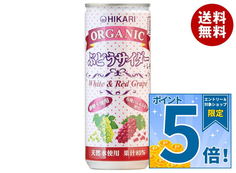 JANコード:4952399710526 原材料 果実(有機ぶどう(アルゼンチン、アメリカ)、有機レモン)/炭酸 栄養成分 (1缶(250ml)当たり)エネルギー98kcal、たんぱく質0g、脂質0g、炭水化物23.5g、糖類18.3g、ナ...