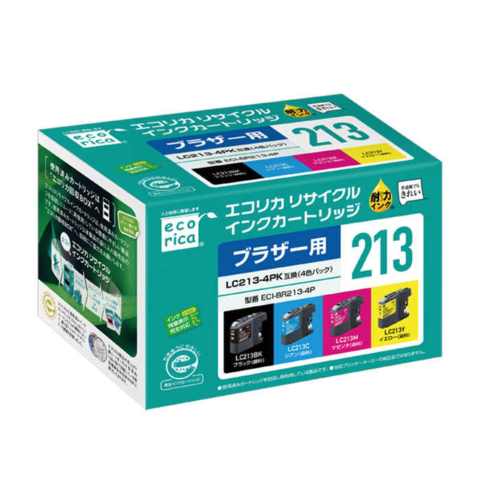 ● 商品の詳細BROTHER/ブラザー LC213-4PK 4色パック【リサイクルインクカートリッジ】PKG：107×75×70mm　重量：178.7g ● 配送方法・送料・お支払方法・配送方法　宅配便 ・送料　　　　無料 ※沖縄・離島・一...