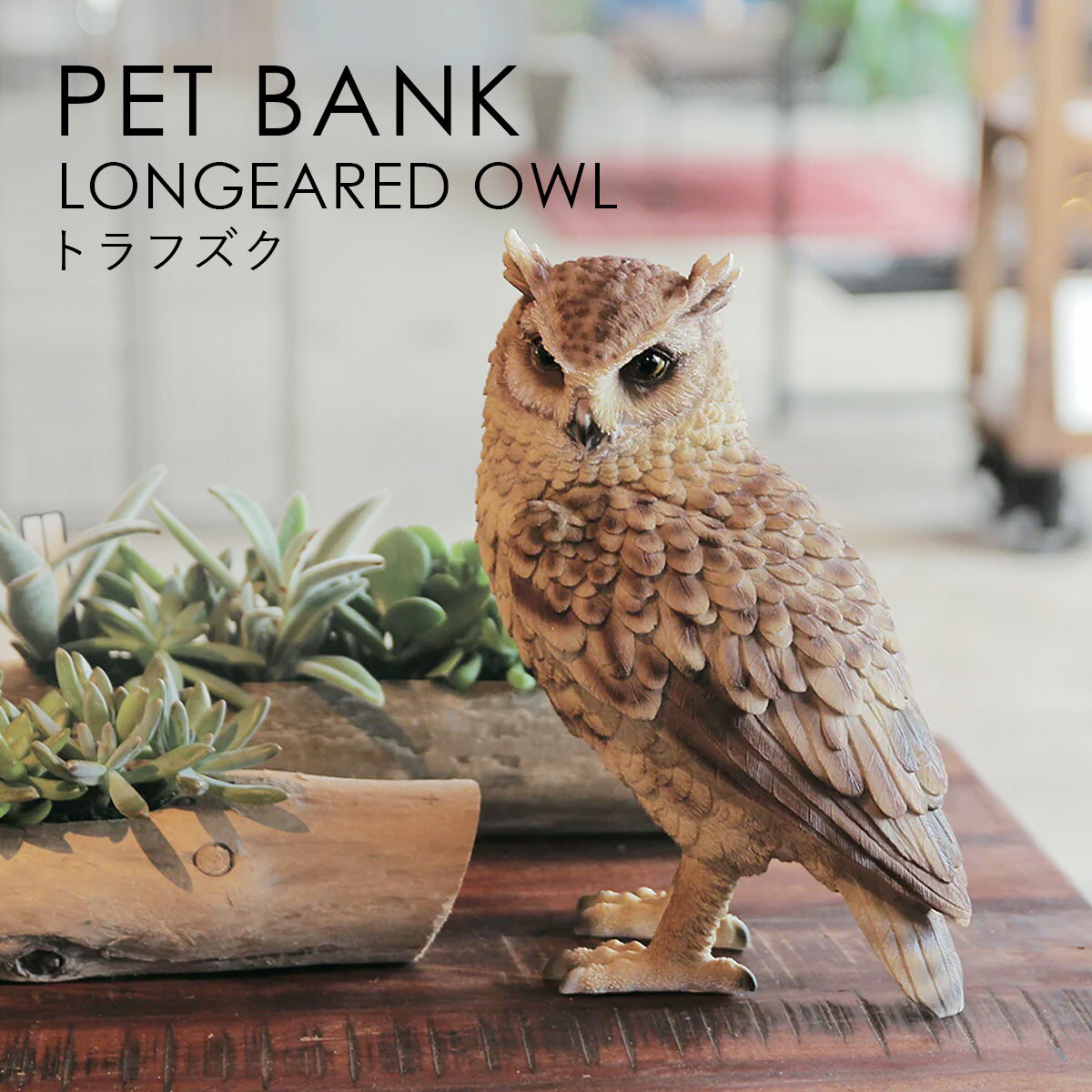 ↓↓ PET BANKシリーズ一覧 ↓↓ シリーズ名 PET BANK（ペットバンク）シリーズ 商品名 LONGEARED OWL（トラフズク） サイズ W180×H265×D128 mm 素材 ポリレジン 重量 777g 製造国 中国 ご...