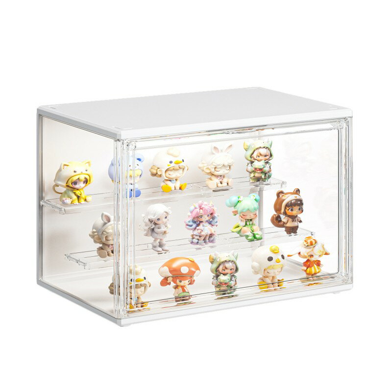 「仕様・サイズ」 ・商品名：コレクションケース ・カラー：クリアxホワイト ・組立サイズ：(S)約27×22×18cm ； (L)約36×22×18cm ・仕切り板サイズ：(S)約26.5×4.3cm； (L)約35.5×4.3cm ・材質...