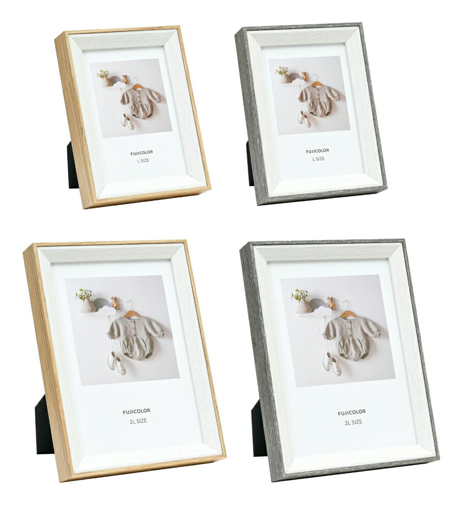 インテリアに馴染むツートンカラーの木製フレームです。 【Lサイズ 】 フレーム外寸　　　：W108×H146×D25mm フレーム内寸　　　：W77×H115mm 重量　　　　　　　：160g 対応プリントサイズ：L判 フレーム素材　　　：...