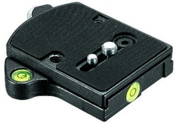 ・ベース部分に1/4"と3/8"ネジ穴が付いています。 ・カメラ取付けネジは1/4"と3/8"ネジが1本づつ付属します。 ・水準器が縦位置用と横位置用の2個ついています。 ※予備アクセサリープレートはManfrotto #410PLです。　