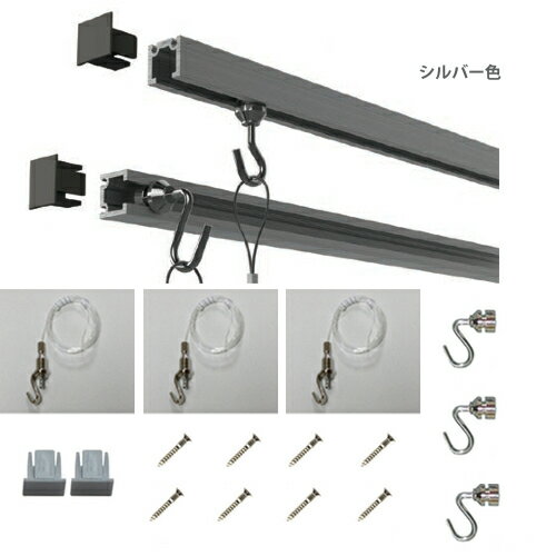 壁面用 KBランナー　3個、ナイロンテグス自在　3個 ストッパー　2個、ネジ　8個 天井用 KAランナー　3個、ナイロンテグス自在　3個 ストッパー　2個、ネジ　8個 安全荷重5Kg ピクチャーレールはシルバー ワイヤー自在はナイロンテグス...