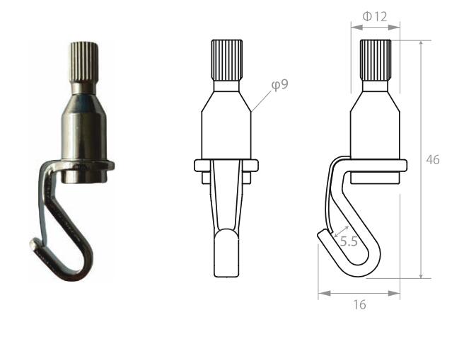 テグス自在用セミ(セフティバネ付） シルバー ナイロンテグス自在の金具のみ！ナイロンテグスなし ナイロンテグス自在に追加すると 1本のワイヤーで2枚額縁が 飾ることができます、 メーカー　福井金属工芸 メール便,対応商品です　