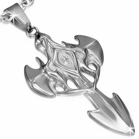 柔らかなラインがステンレスのキレイな輝きを堪能させるステンレスペンダント。どんなスタイルにも幅広くきまるオススメのクロストップです。素材にステンレスを使っているので傷つきにくく、アクティブに使ってもOK！その上、ボディピアスの素材としてもよ...