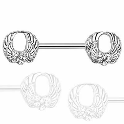 天使の羽のボディピアス。立体感のある見事なデザインが、見る人を魅了させるエンジェルボディピアス。小振りながら細やかなデザインと立体感のあるフォルムが存在感をアピールしてくれる。ヘリックスやニップル、ネイプなどに使用されることが多いピアスです...