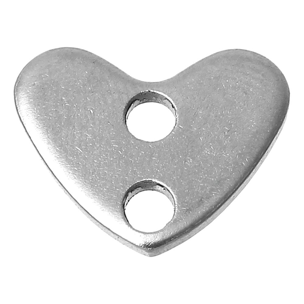 ハートをデザインしたステンレス製のコネクトパーツ。ピアスやネックレスのチャームパーツや、ブレスレットやアンクレットのパーツなど、アクセサリーのデコレーションやDIY、修理などに使える。しかも安心で丈夫なステンレス素材なので、高級感もあって低...