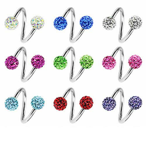 キラキラのビジューボールをセットしたツイストバーベル型ボディピアス。どこの角度から見てもきれいに輝くキラキラのビジューが上品で存在感を発揮。ヘリックスやトラガス、イヤーロブなどいろいろなピアッシングへ使えます。お値段も手ごろですが、ビジュー...