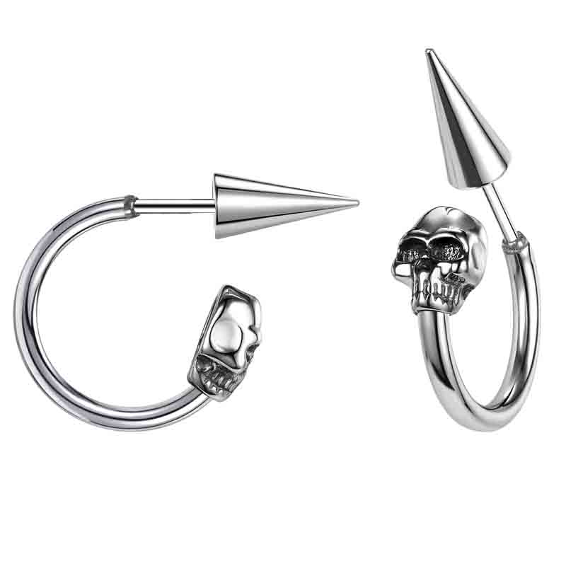ステンレス製の18gのストレートバーベルにアーチ形の半円のシャフトの先端に髑髏の顔をデザインした存在感のある面白い形状のボディピアス。 キャッチ部分には長いスパイクコーンをセットすることでハードロックさを演出させた骸骨のボディーピアス。 デ...