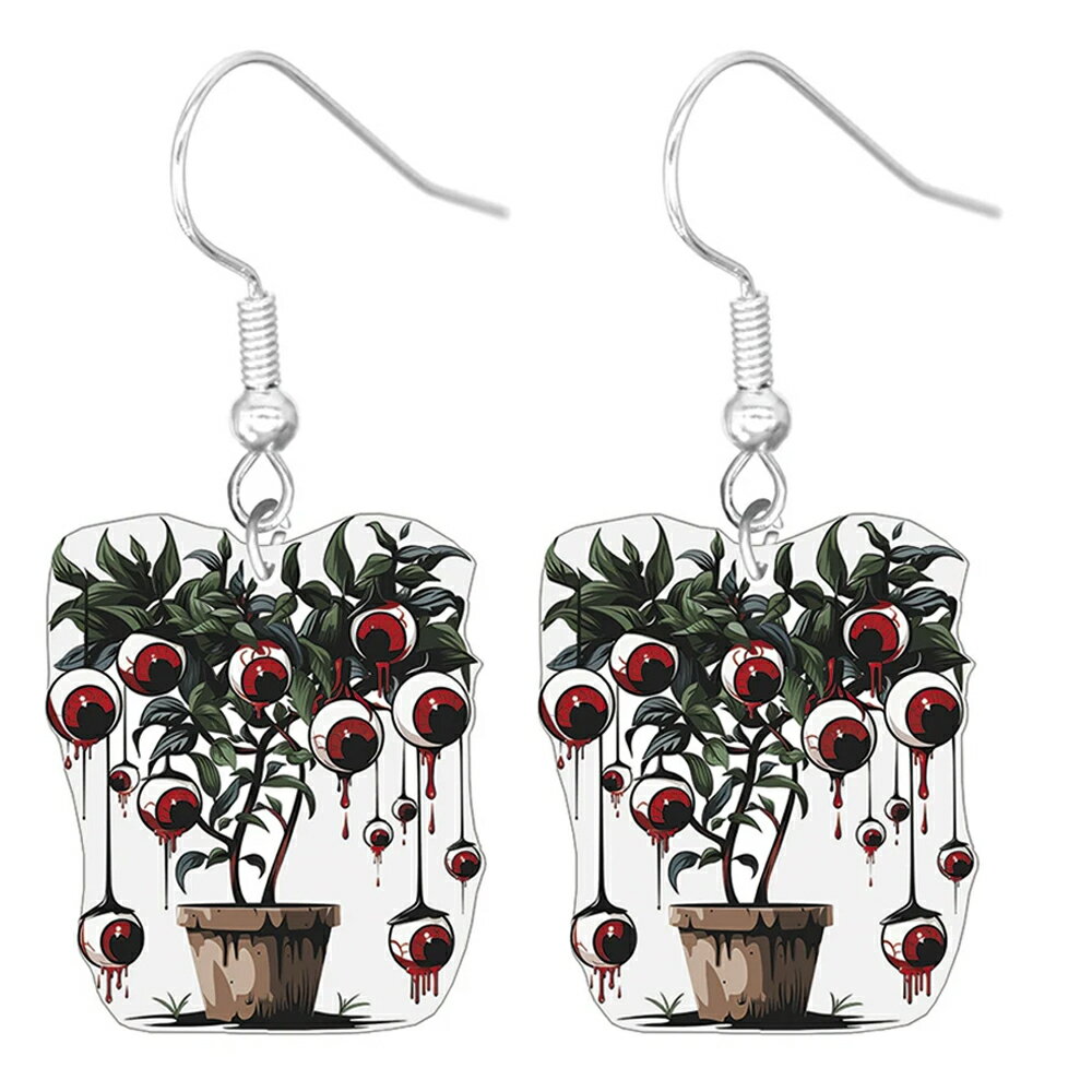 目玉の生る木をモチーフにした不気味なファッションピアス。 真鍮製のシルバーメッキされたフックにプラスティック製の軽いモチーフがゆらゆら揺れるコスプレや仮装にもおすすめのピアス。 存在感のある大きさと、個性的なデザインがアピール度満点のフック...