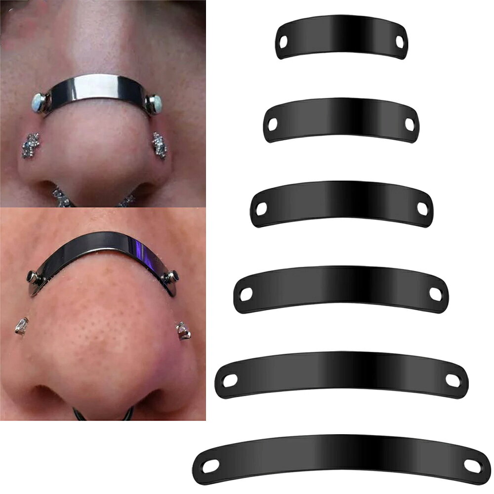 黒色にブラックメッキしたステンレス製のカーブしたボディピアス用シールドパーツ。2か所の鼻ピアスや耳たぶや軟骨ピアスをつなげて装着できるちょっと個性的でおしゃれなボディピアスパーツ。 かなりサイズを取り揃えていますが、ピアッシング部位に合わせ...