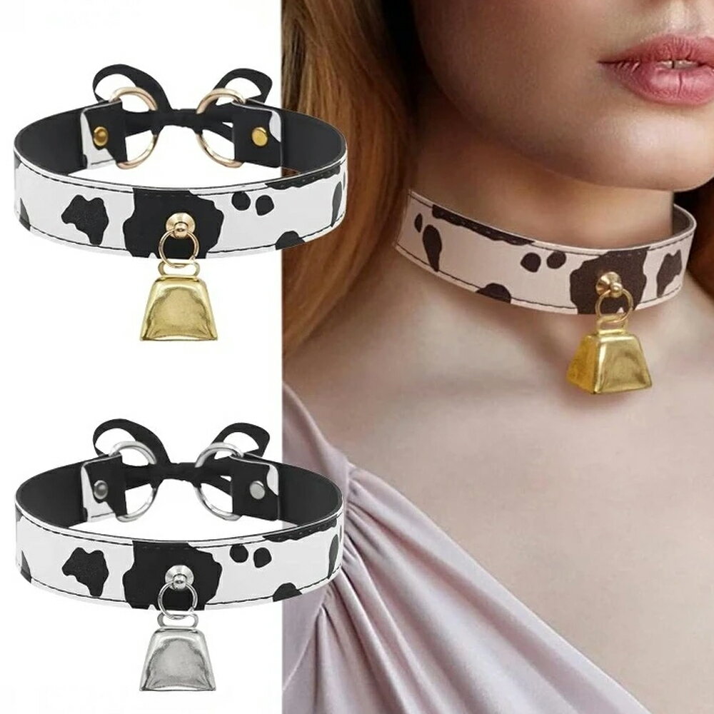 高級PUレザーを使用したこのチョーカーは、ユニークで遊び心あふれるデザインが特徴です。牛柄のPUレザーにカウベル型の鐘が付いており、カーボーイやカウガールのコスプレや仮装イベントにぴったりです。大胆な牛柄と遊び心のあるベルペンダントが特徴の...
