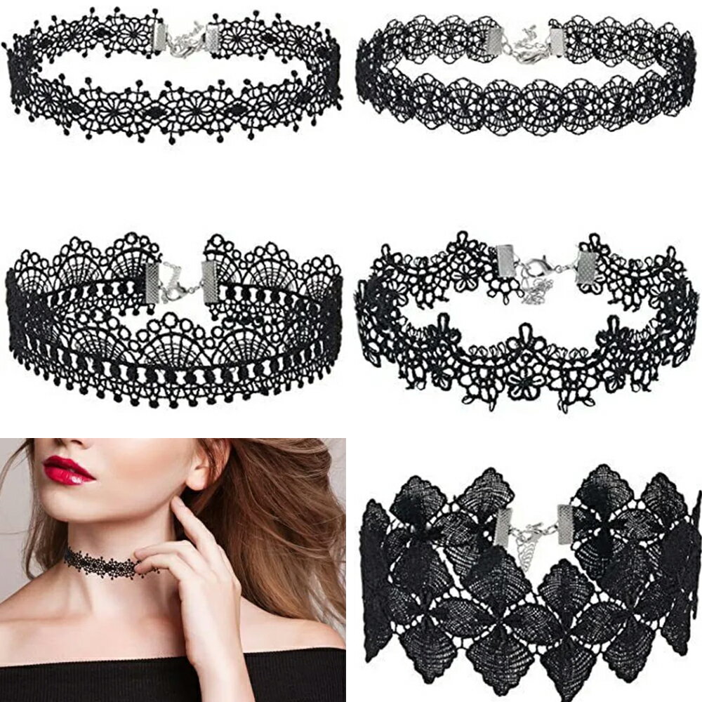 透かした黒色ブラックのレースの有名人やモデルも多く愛用しているゴシックチョーカ—。デザインも選べる透かしレースチョーカーはどんなファッションにも合わせやすいマストアイテム。留め具の部分にチャームが付いているので、長さも調整できるオシャレなゴ...