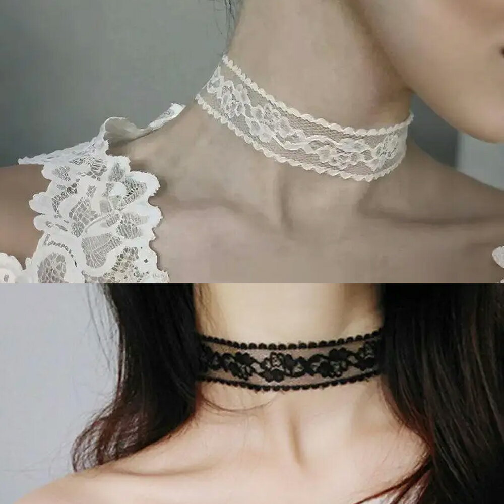 黒色と白色の刺繍のレースのような綺麗で可愛いラリエットチョーカー。 ゴシックロリータやメイドコスプレのコーデにも最適。 首にタイトに巻くネックレス。 有名人やモデルも多く愛用しているフェイクレザーチョーカ—。ブラックとホワイトのフェイクレザ...