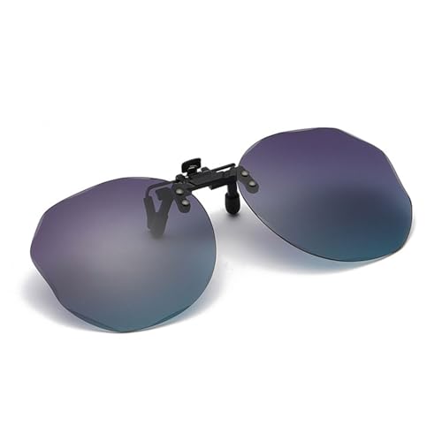 ◆商品名：[Whatif] クリップオン サングラス UV400サングラス 紫外線をカット 前掛け偏光レンズ メガネにつける 簡単装着 屋外の活動用 男女兼用 多面カットデザイン おしゃれなカラーグラデーション (紫、青)サイズ:横幅128...