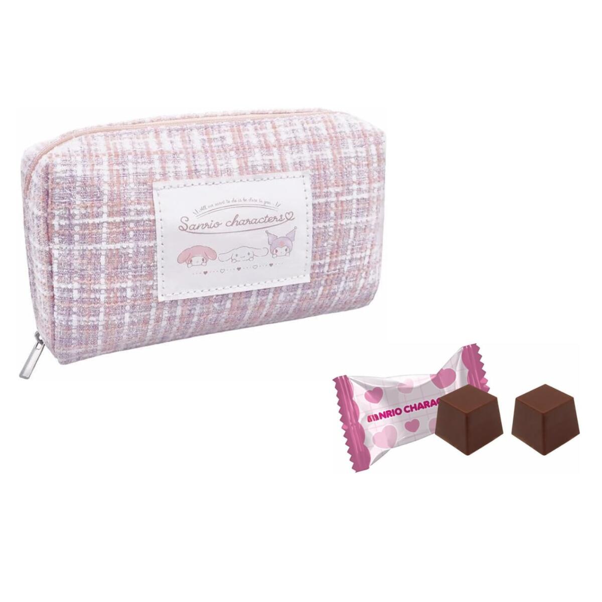 ツイードデザインのポーチにチョコをセットした商品です。