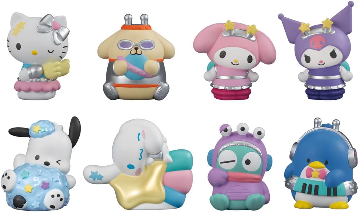 オトナかわいいデザインソフビ、フレンズシリーズより5弾が登場！ 今回は「宇宙カワイイ」をテーマに、宇宙や惑星イメージのコスチュームで大集合！ 全種類オリジナルの描き起こしデザイン。 ●彩色済ソフビ人形(全8種) 1．ハローキティ 2．ポムポ...