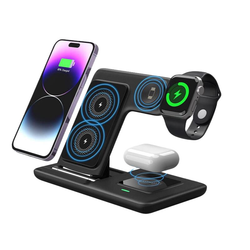 商品説明 スマートフォン・Apple Watch・AirPodsを同時に充電できる3in1ワイヤレス充電器です。MagSafe対応で縦置き・横置き・平置きの3つの充電スタイルに対応。急速充電に対応し、折りたたみ式なので持ち運びにも便利です。...