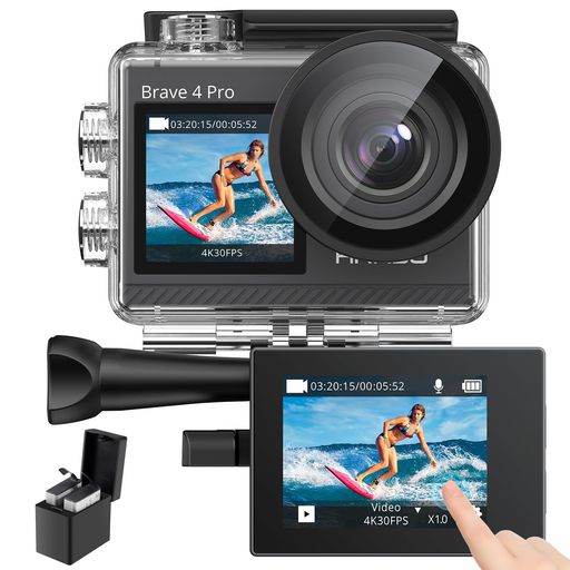 EIS手ブレ補正/SONYセンサー/40M防水/タッチパネル式/多機能撮影/ループ録画/連写撮影/タイムラプス/定時撮影 【高画質4Kアクションカメラ&amp;タッチパネル式】AKASOBrave4Proアクションカメラは高精細な映像を撮影...