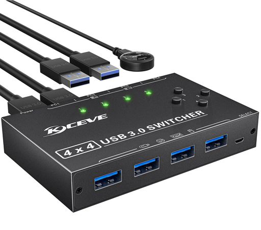 【USB切替器 PC4台用】USB3.0切替器は4入力4出力、USBデバイスが4台のコンピューター間で共有します。例えば、プリンター、スキャナー、マウス、キーボード、カードリーダー、フラッシュドライブをサポートします。ワイヤレスマウスとメカ...