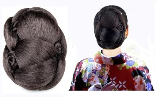 素材:高級ファイバ とっても簡単、アップヘアー とっても簡単に、アップヘアーがご自分で出来ます。 和装・着物・ドレス用のアップスタイル・シニヨンつけ毛です。 おしゃれなフォーマルシニヨンです。 装着は髪の毛を束ね、ウイッグのカップに収め、メ...