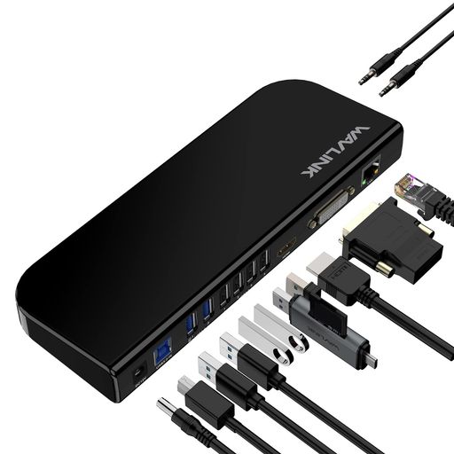 【13-in1 多機能ドッキング ステーション】: このドッキング ステーションは、デュアル ビデオ出力 (HDMI および DVI)、有線ギガビット イーサネット、3.5 mm ヘッドフォンおよびマイク ジャック、2 つの USB 3.0...
