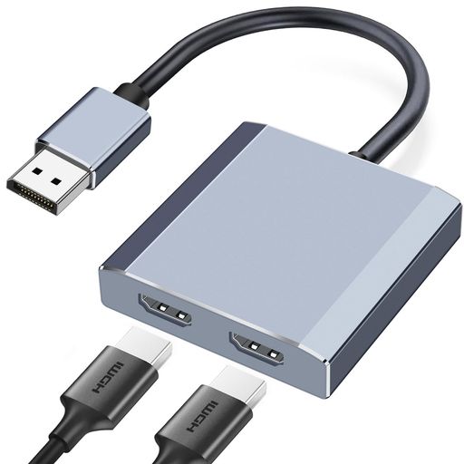【DisplayPort -デュアル HDMI ドッキングステーション】デュアル モニター用の DisplayPort to デュアルHDMIスプリッターを使用すると、マルチタスクを簡単に行うことができます。用途に応じて使い分けることができ...