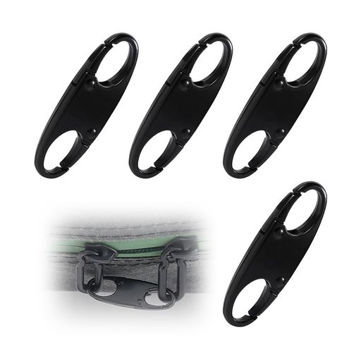 【製品仕様】ファスナークリップ4個、ブラック。サイズは約38 mm*13 mm。 【適用範囲は広い】スーツケース、リュック、ハンドバッグ、コート、テント、寝袋などに適用する。用途が広く、使いやすい。 【高品質材料】耐久性のある金属材料で作ら...