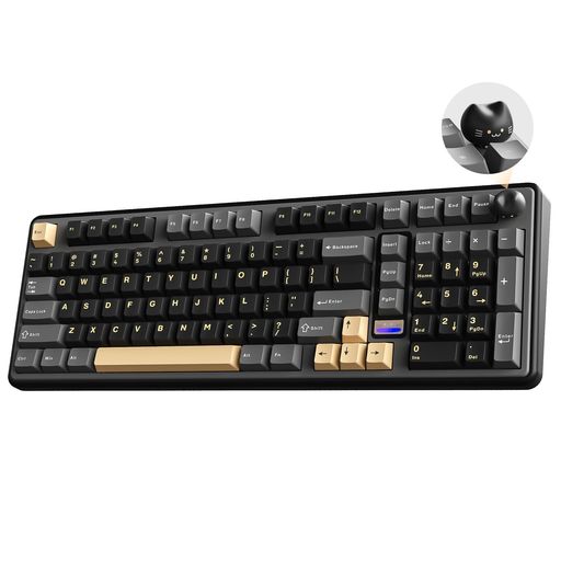 96%レイアウト &amp; デュアルスタイルノブデザイン: このYUNZII B98 PROワイヤレスキーボードは、オフィスでの効率性とゲーミングの多用途性を融合。コンパクトな96%レイアウトでありながら、100キーとテンキーを備えていま...