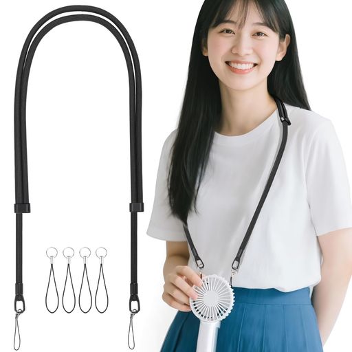【おしゃれなネックストラップ】セット内容:携帯扇風機ストラップ*1、留め具*4。4色から選択可能な首掛けストラップで、ハンディファンを吊り下げ両手を解放でき、とても便利です 【長さ調節可能】ハンディファン ストラップは長さ調節ができる設計で...