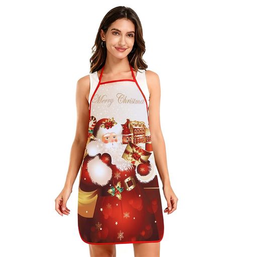 【クリスマス雰囲気満載】クリスマステーマの布製エプロン。可愛いサンタ漫画のデザインと鮮やかな印刷が、キッチンやパーティー会場を一気にお祭り気分に盛り上げます。 【高品質の素材】防水防油加工、丈夫なポリエステル素材で作られており、耐久性があり...