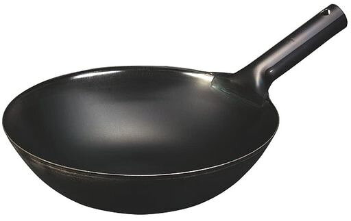 中華料理用、炒め物、炒飯、炒麺、など サイズ(約):径36x11cm、板厚/1.0mm 本体重量(約):1270g 素材・材質:ブルーテンバ材、表面加工/クリアラッカー塗装 生産国:日本 (燕三条)