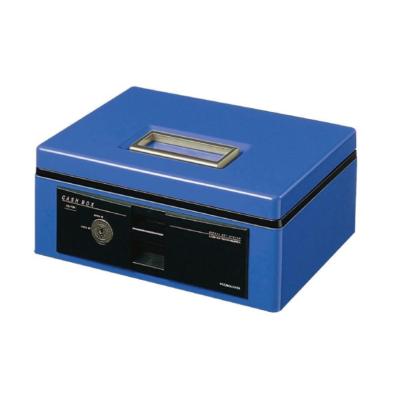 コクヨ 手提げ金庫 A5 青 CB-Y13B外寸法:272x215x113mm内寸法:231x160x57mmコインカウンター付きのトレーを採用鍵で開閉可能なシリンダータイプフタ裏に書類押さえ付き
