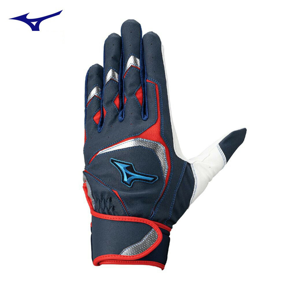 ミズノ・ウィルドライブブルーのバッティンググローブ。 ボールを的確に捕らえる為に！素手感覚の装着性を！『感じるCONTROLモデル』 【メーカー】ミズノ 【商品名】ウィルドライブ ブルー【両手用】[ジュニア] 【品番】1EJEY295 【カ...