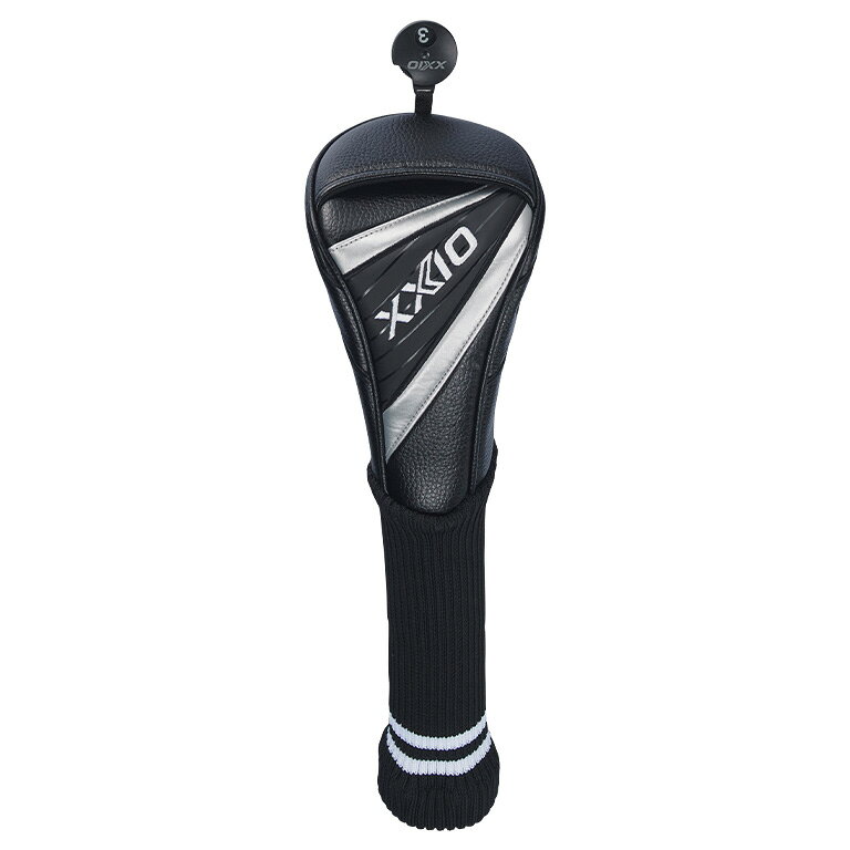 【メーカー】ゼクシオ 【商品名】フェアウェイウッド用ヘッドカバー 【品番】GGE-X163F 【カラー】ブラック 【素材】本体：合成皮革(P.U.)　ニット部：ポリエステル 【備考】 ダイヤル式（No.3、4、5、7、X）　