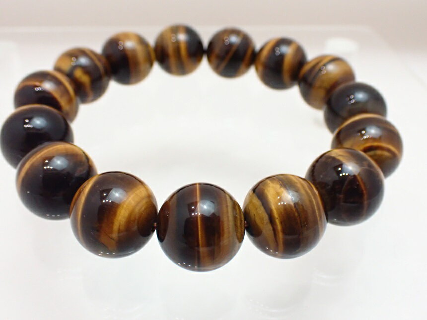 商品名 タイガーアイ　ブレスレット／虎目石　直径約14mm以上Tiger eye stone bracelet／虎目石手鏈　 コメント 　　　　 仕様 ≪タイガーアイ　虎目石≫ 【重さ】約60.0g 【サイズ】 ●珠の大きさ：直径約14.2...