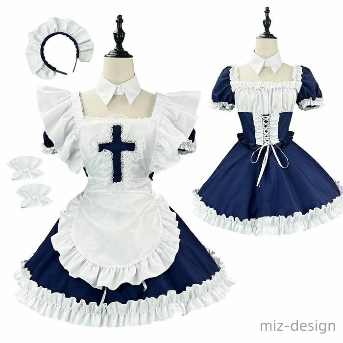 BorderColor="#FFFFFF"> 商品 メイド服 素材 ポリエステル 伸縮性：なし サイズ S　バスト82　ウェスト68　着丈59 M　バスト88　ウェスト72　着丈61 L　バスト93　ウェスト77　着丈63 XL　バスト10...