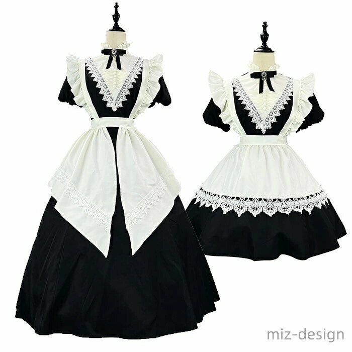 BorderColor="#FFFFFF"> 商品 メイド服 素材 ポリエステル 伸縮性：なし サイズ S　バスト82　ウェスト68　着丈79/118 M　バスト88　ウェスト72　着丈82/120 L　バスト93　ウェスト77　着丈85/...