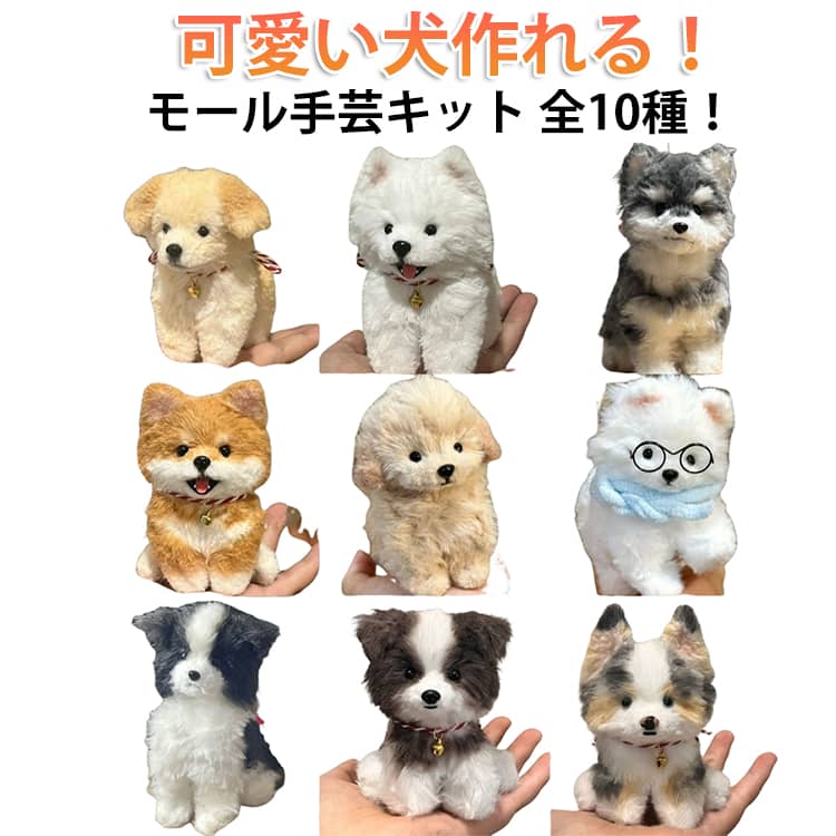 全10種！可愛い犬作れるの手芸モールキット！柔らかくて曲げやすいモールなので、お子さまから大人まで簡単にアートを楽しめます。心を込めた手作りは子供誕生日・敬老の日・バレンタイン・母の日など贈り物はもちろん、学校と幼稚園の手作り課程や美術課程...