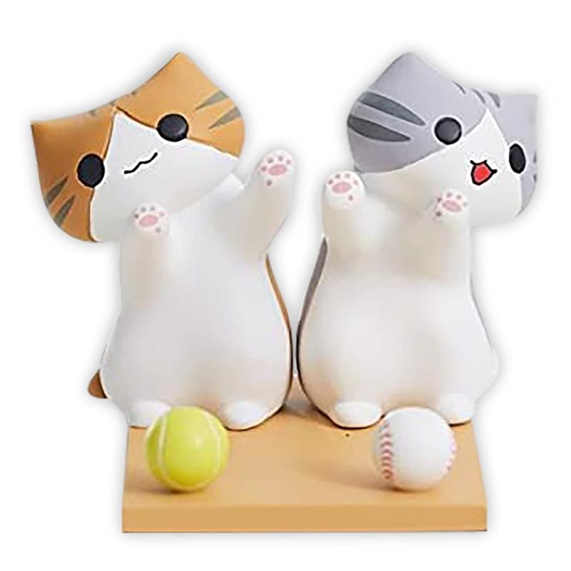 RERACO 猫用 スマホスタンド - かわいい ネコ グッズ 卓上【癒しネコのスマホスタンド】かわいいねこのキャラクターが2匹携帯を支えてくれる、猫の形態電話用スタンドです。猫グッズ好きにはたまりません【卓上携帯スタンドとしてはもちろん、...