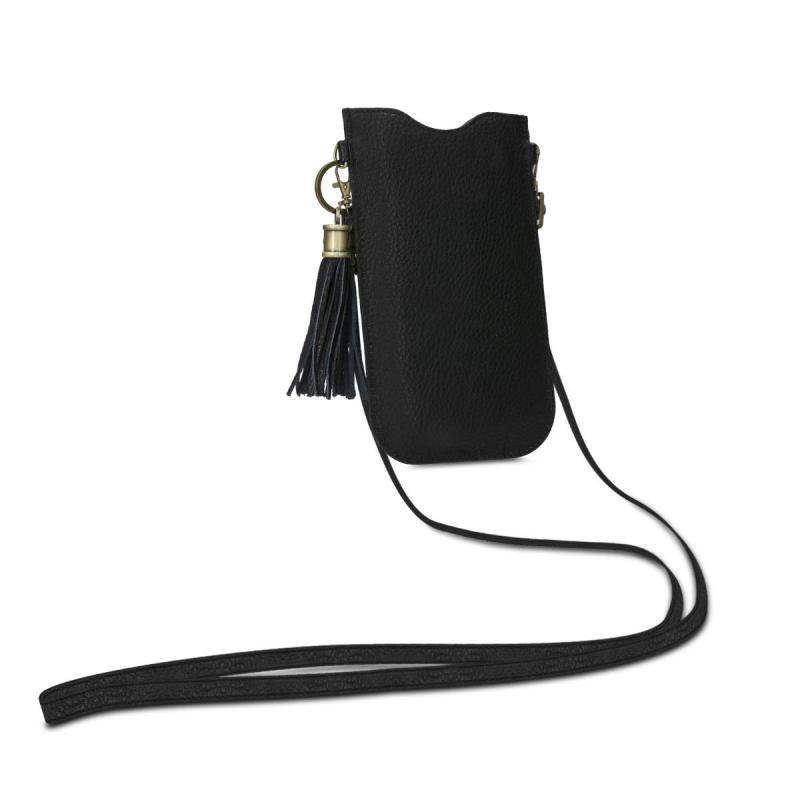 kalibri Smartphones対応 ケース - ネック ショルダー ストラップ タッセル付き - スマホ 本物革 カバー 長さ調整OK 斜めがけスマホ専用バッグ: シックなレザーから作られた保護カバーには首から掛けられるストラップ付...