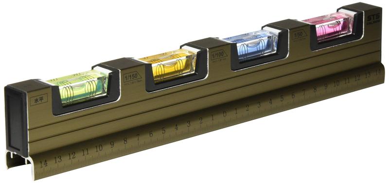 STS DSL300W 排水勾配計色分けされた気泡管で勾配管理がらくらく1/150・1/100・1/50の勾配測定が可能あらゆる管径でも測定可能なワイド溝感度:0.5mm/m=0.0286° 精度:±1.50mm/m=±0.0859°以内本...