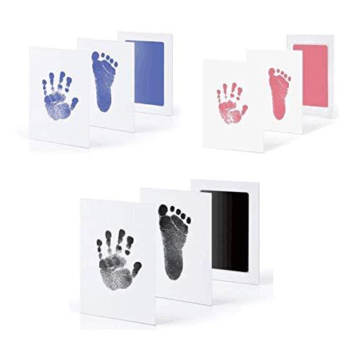 Janday 赤ちゃん 手形 足形キット 汚れないインク ベビーフレーム 3色 ギフト 出産祝い 成長記録 新生児 誕生日 猫犬手足型 記念品 ピンク、ブルー、ブラック*1枚