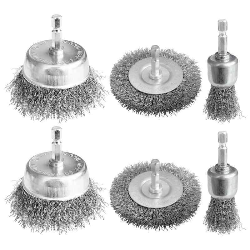 Socpuro ワイヤーブラシ 六角軸 バリ取り ホイールブラシ 円盤型 傘型 ペン型 3種類 研磨ブラシ 軸付 6個セット カップブラシ ステンレス 研削ブラシ 錆落 塗装剥がし 軸付ワイヤーブラシ 電動✅【製品仕様】材質：ステンレス 外...