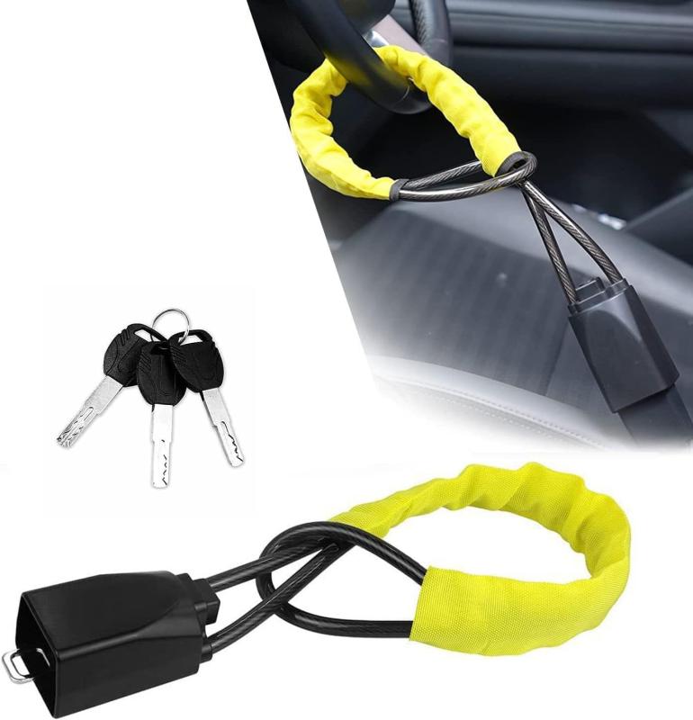 車用ハンドルワイヤーロック 盗難防止ハンドルロック