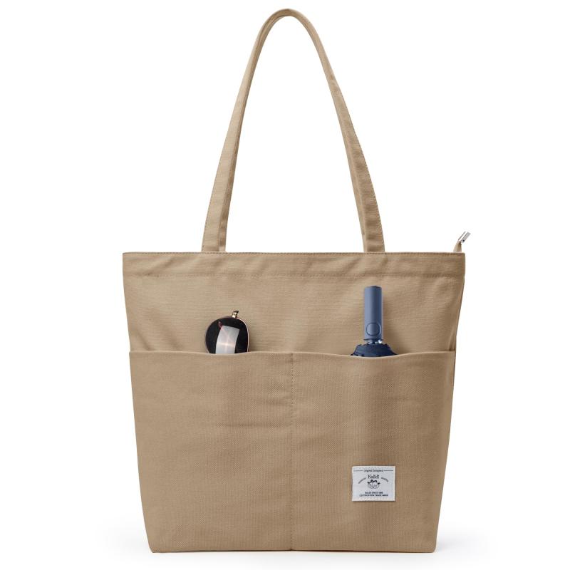 [KALIDI FANCY FOREST] トートバッグ レディース ショルダーバッグ 外ポケット付き マザーズバッグ キャンバストート 帆布 トートバッグ 肩掛けバッグ 大容量 大きめ 無地 通学 通勤用 男女兼用