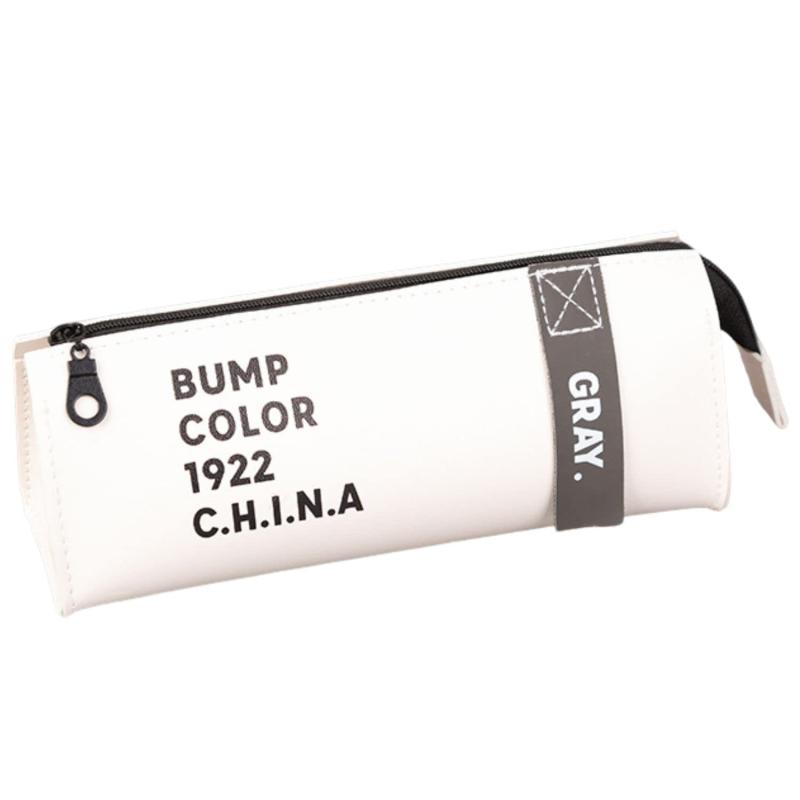 GRmkt ペンケース 筆箱 文房具 鉛筆 ファスナー ペンホルダー シンプル 革 ビニール 合皮 整理 軽量 コンパクト 学生 ビジネス 印字シンプルで使いやすい筆箱です。高校生、中学生、小学生などにおすすめのおしゃれなペンケースです。男...