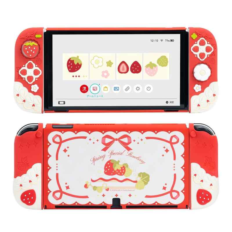 GeekShare SwitchOLEDカバー switch oled対応 スイッチOLEDカバー Switch有機ELカバー 保護カバー 分体式カバー 全面保護 薄型 傷防止 汚れ防止 対応耐衝撃 取り外し簡単 親指グリップキャップ2個付...